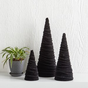 Black Velvet Trees Set of 3, Black and White Mantel Decor, Tree ...