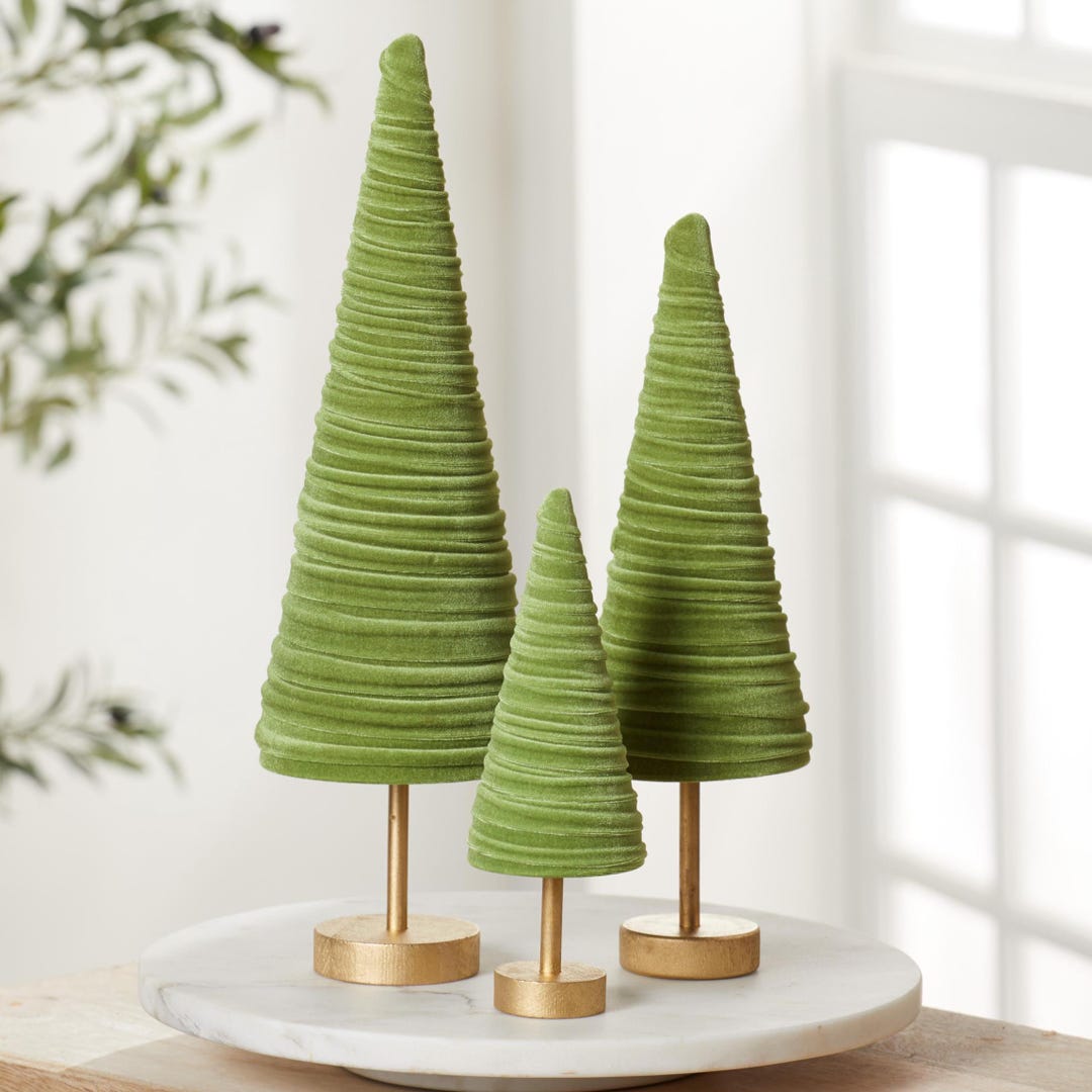 Fern Pedestal Velvet Trees Set of 3, Elegant Wedding Decor, Cozy Home ...
