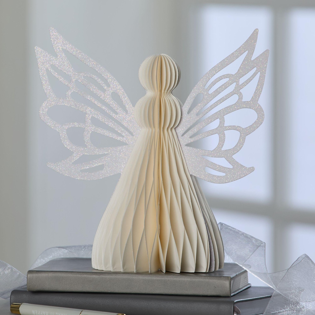 Honeycomb Paper Angel in Ivory, Winter Tabletop Accent, Vintage Paper ...