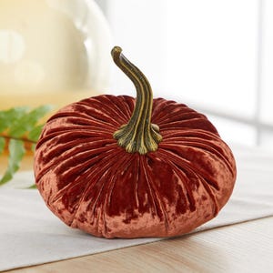 Large Velvet Pumpkins Set of 3, Luxury Orange Pumpkins, Fall Home Decor ...