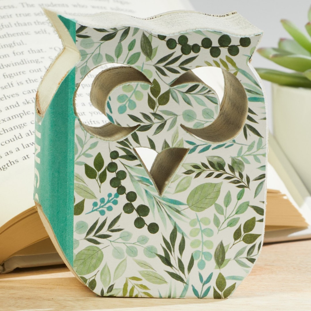 Owl Shelf Sitter, Owl Gifts for Women, Repurposed Books, Cute Bookshelf ...