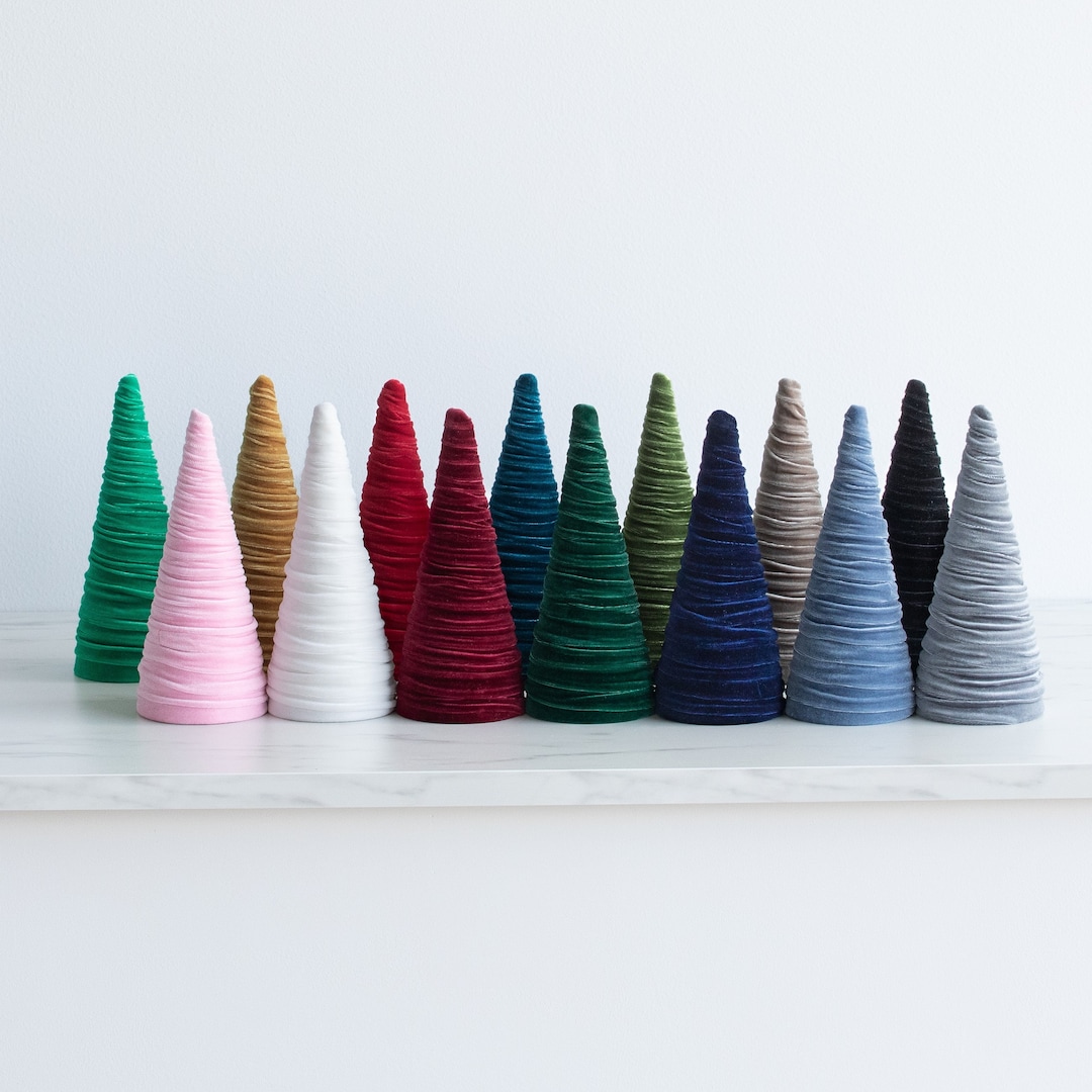 MEDIUM Single Velvet or Fabric Cone 10" Rustic Mantle Decor, Entryway ...