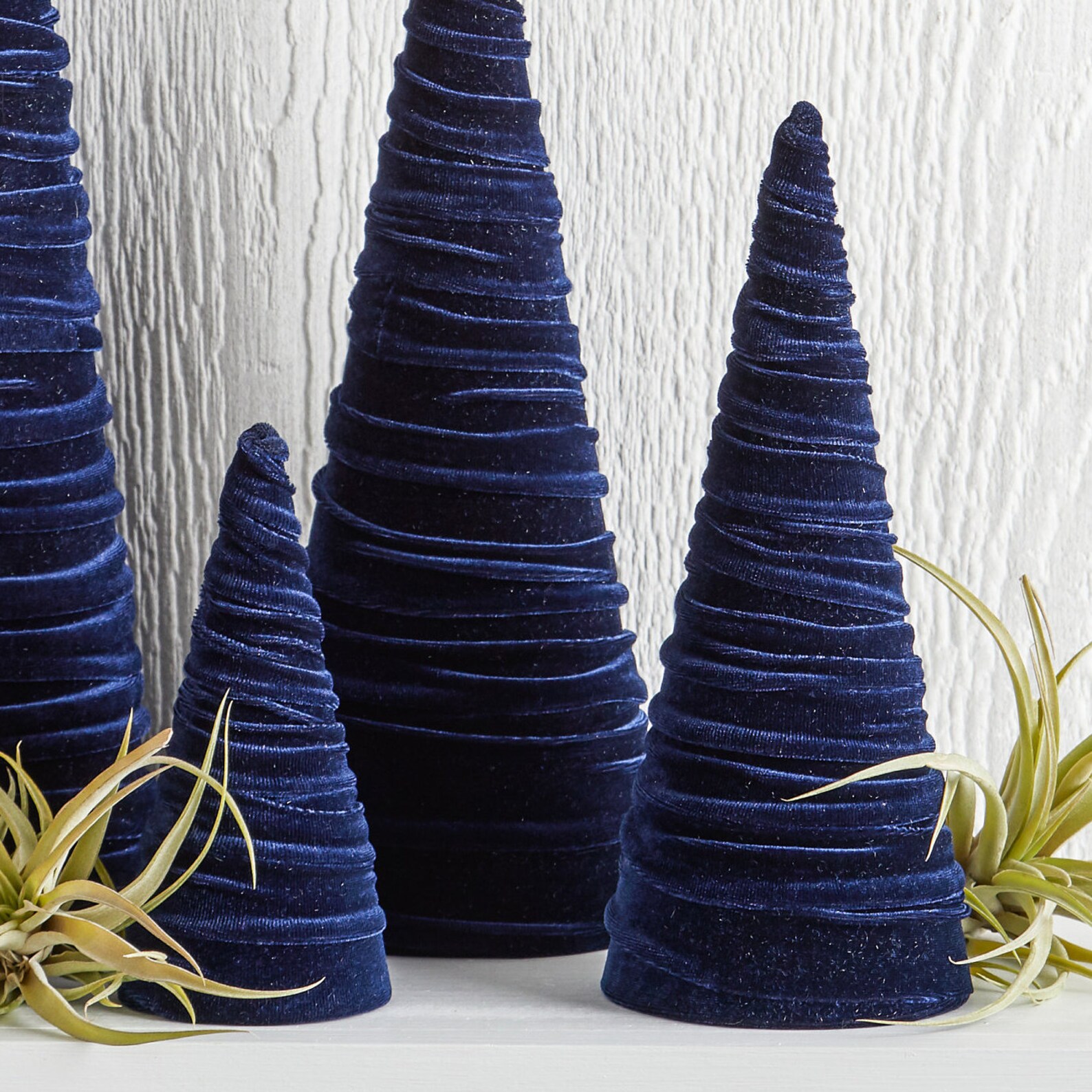 Velvet Trees Set of 4 Navy Wedding Decor Rustic Home Decor - Etsy