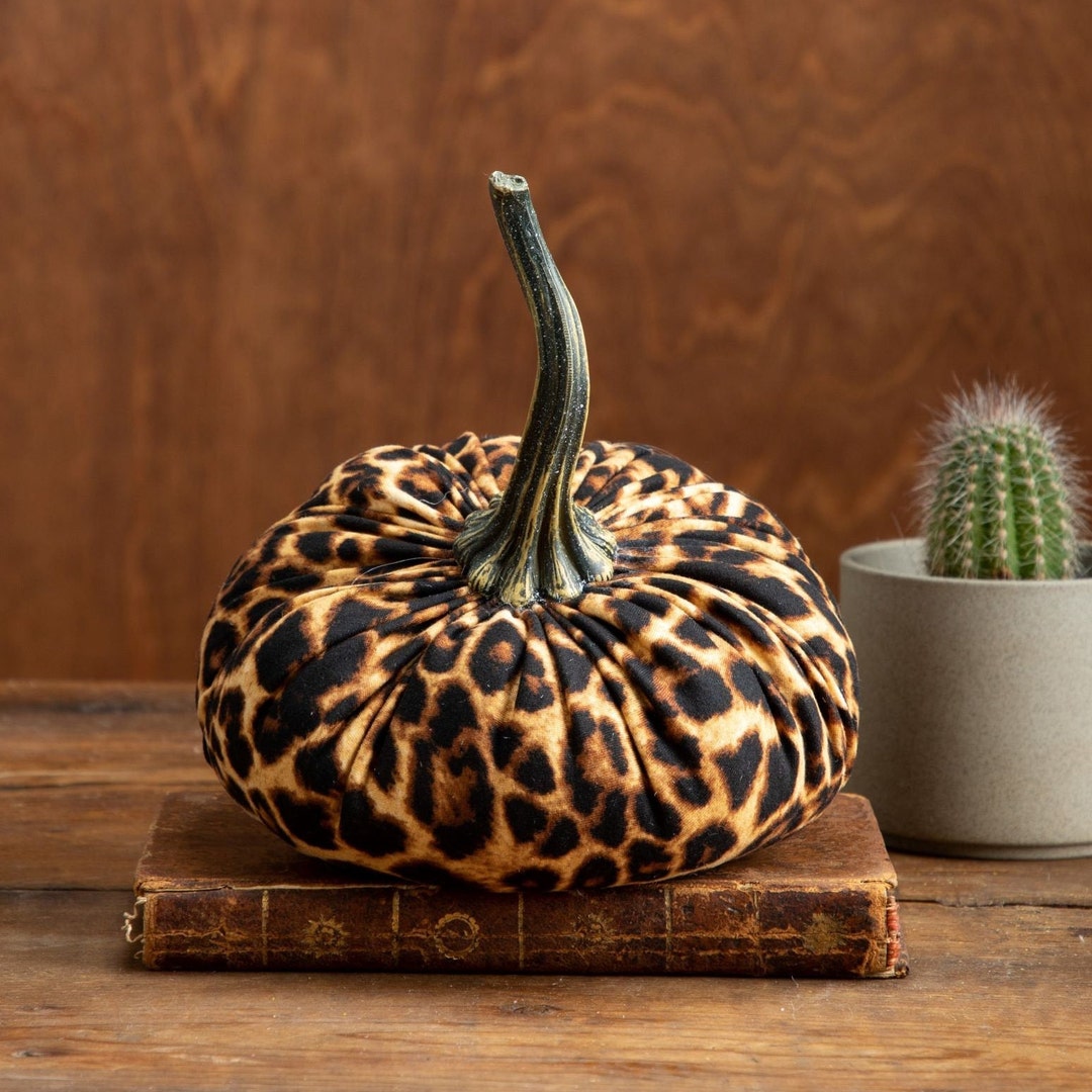 Large Fabric Pumpkin Leopard Print Modern Farmhouse Decor - Etsy