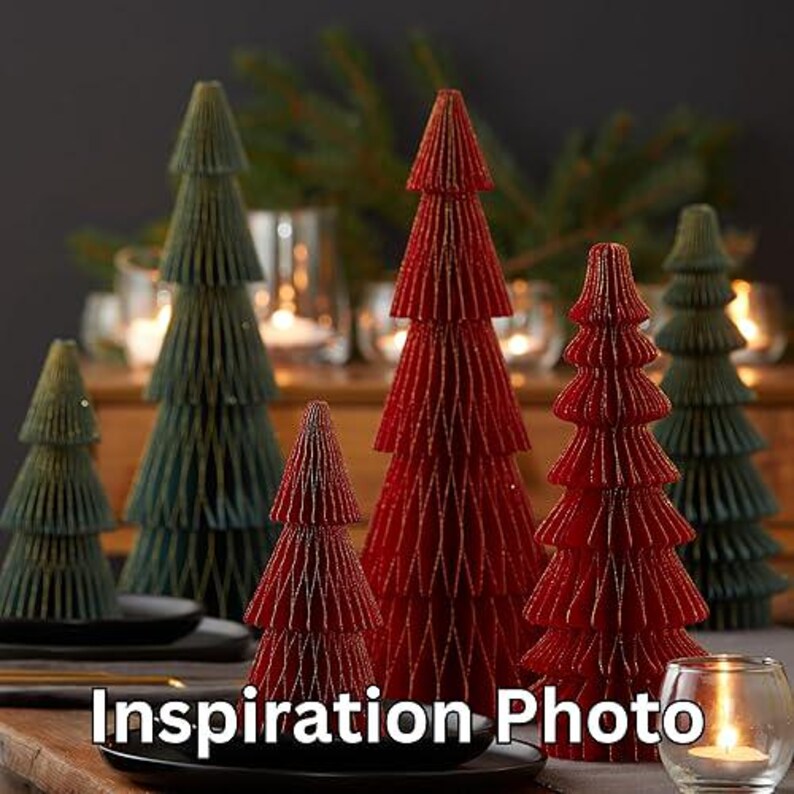 Honeycomb Paper Tree Set of 8 Pine Forest, Winter Tabletop Folding ...