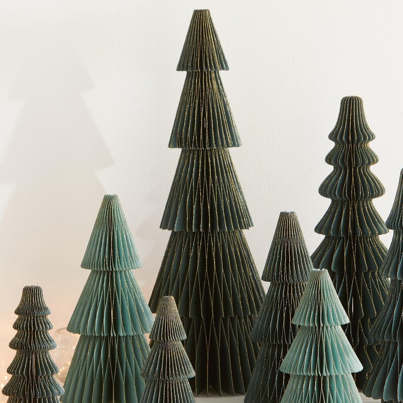 Honeycomb Paper Tree Set of 8 Pine Forest, Winter Tabletop Folding ...