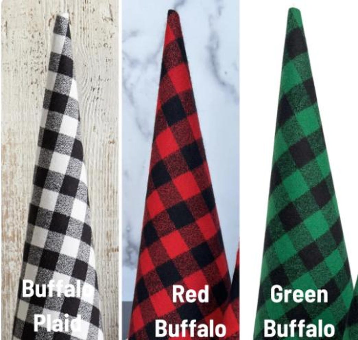Trees Set of 3 Red Check Plaid Flannel, Rustic Home Decor, Tabletop ...