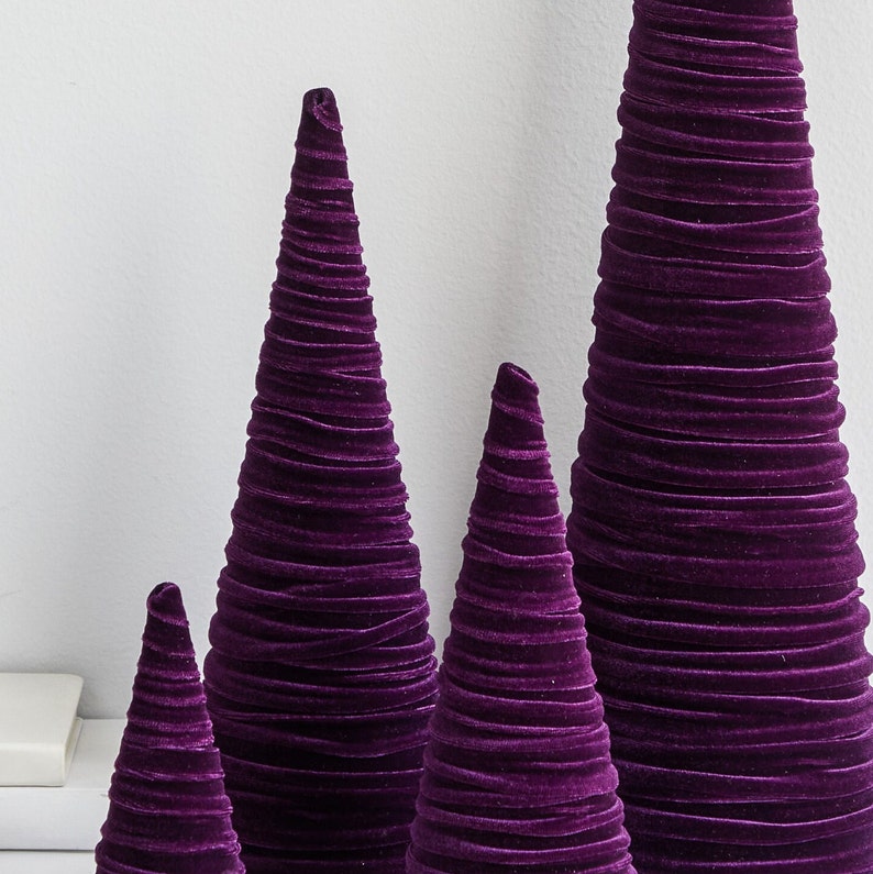 Plum Velvet Trees Set of 4, Valentine's Home Decor, Shabby Chic Decor ...