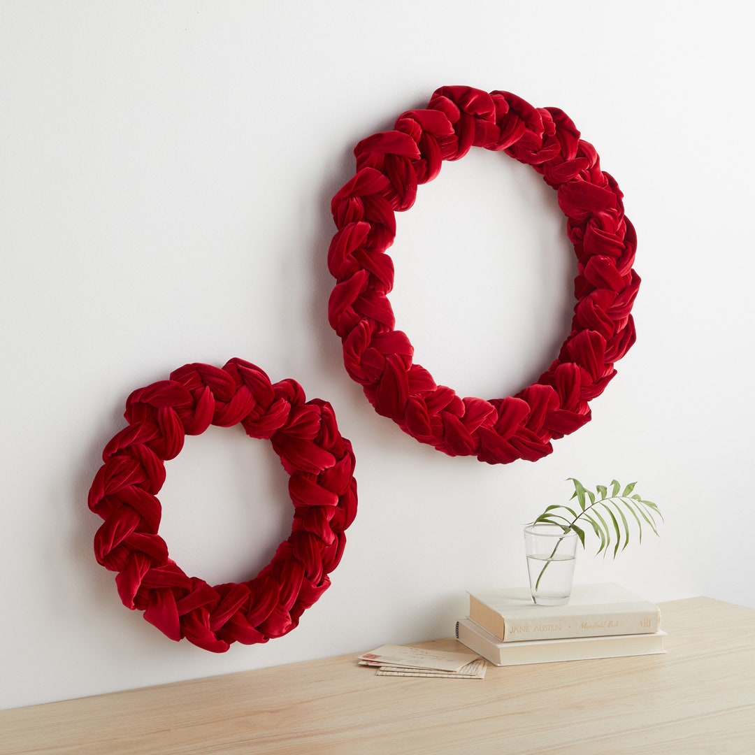 Ruby Red Velvet Wreath for Inside, Birthday Gift for Her, Jewel Tone ...