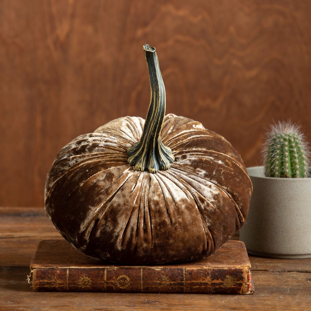Large Velvet Pumpkin Luxe Sand Modern Rustic Mantle Decor - Etsy