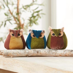 Velvet Owls for Fall Decorating, Woodland Nursery Decor, Wise Old Owl ...
