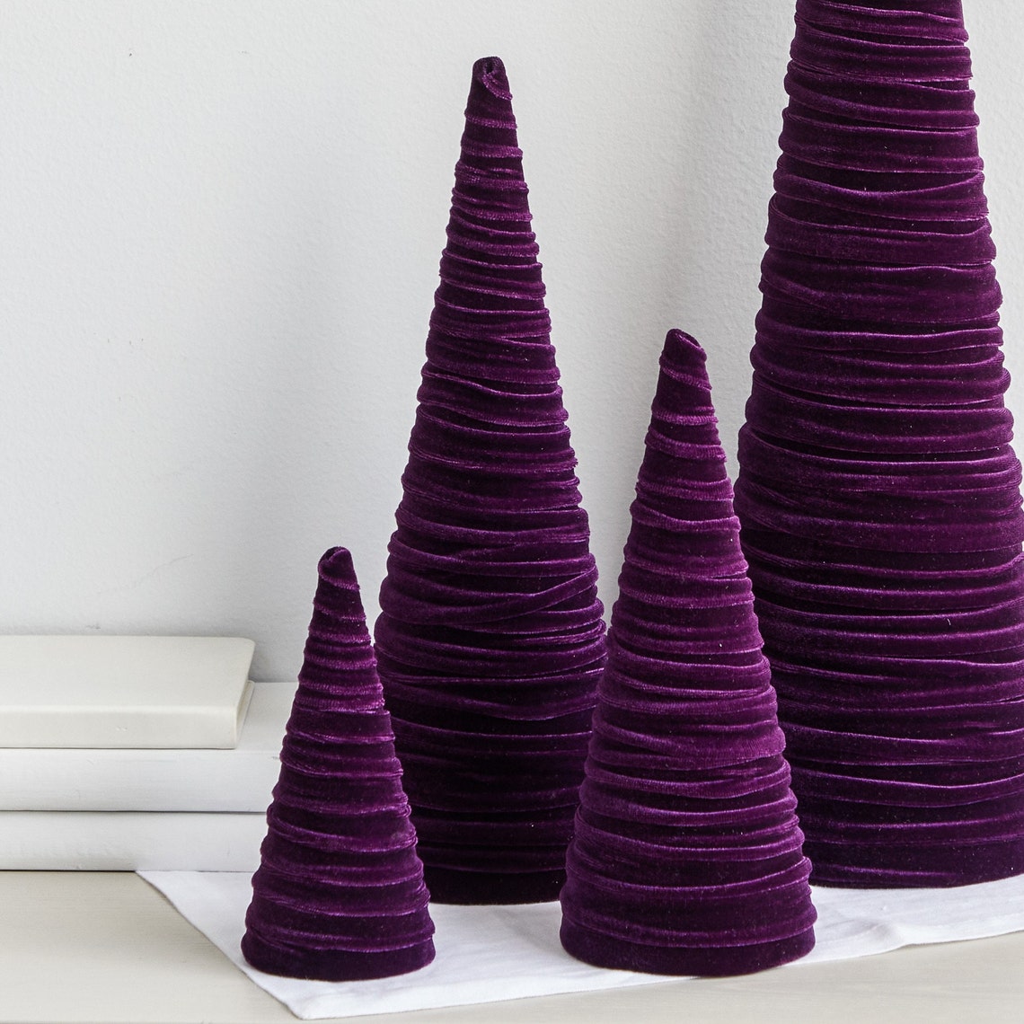 Plum Velvet Trees Set of 4, Rustic Home Decor, Shabby Chic Decor ...