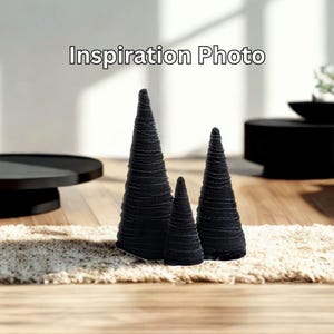 Black Velvet Trees Set of 3, Black and White Mantel Decor, Tree ...