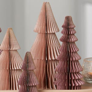 Honeycomb Paper Tree Set of 5 Dusty Mauve, Christmas Flat-fold Tree ...