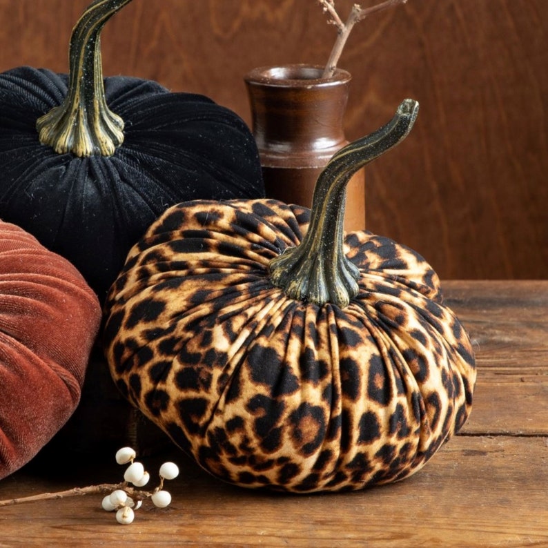 Large Fabric Pumpkin Leopard Print modern farmhouse decor | Etsy
