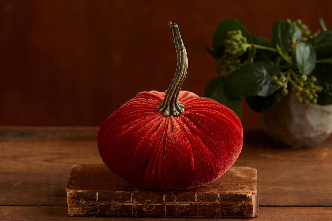 Small Velvet Pumpkin Rust modern rustic decor farmhouse | Etsy