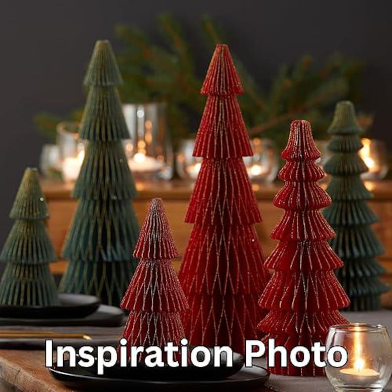 Honeycomb Paper Tree Set of 3 Red, Classic Christmas Festive Trees, Pop ...