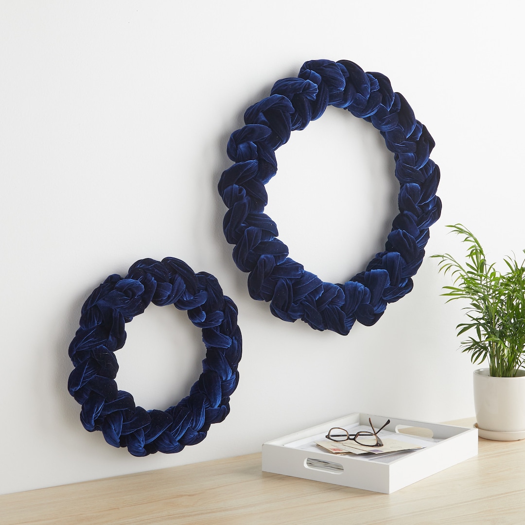Navy Velvet Wreath, Wall Decor, Front Door Wreath, Spring Summer Door ...