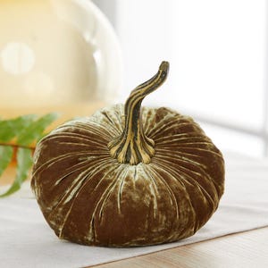 Large Velvet Pumpkins Set of 3, Luxury Orange Pumpkins, Fall Home Decor ...