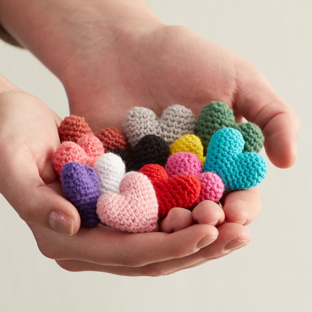 Crocheted Heart Set of 12 – Handmade Mini Hearts, Bowl Filler Decor ...