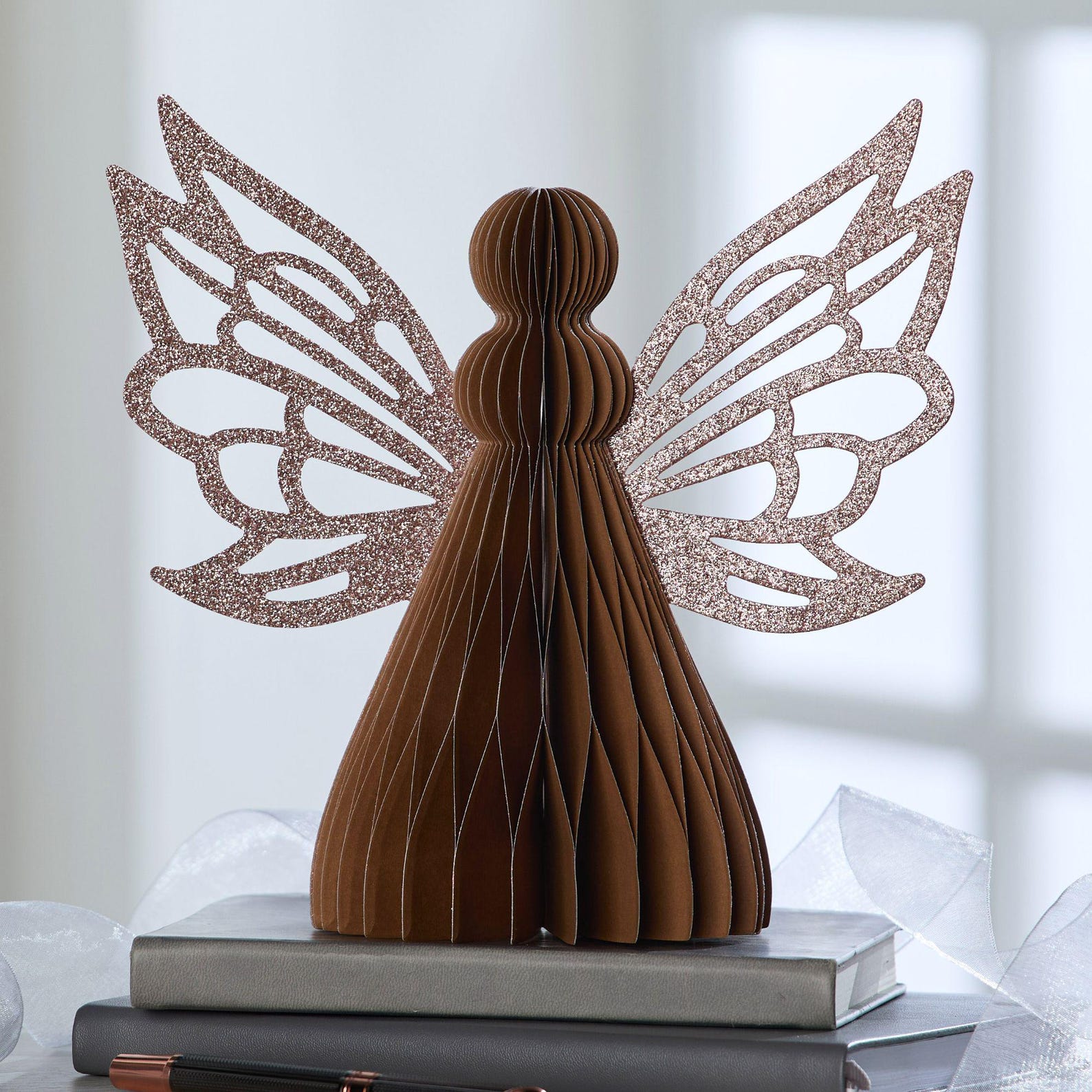 Honeycomb Paper Angel in Bronze, Winter Accent, Vintage Paper Nostalgic ...
