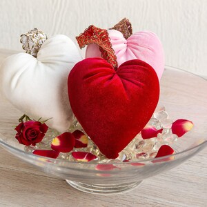 Velvet Hearts, Set of 3 Handmade Decor, Gift for Mom, Heart Ornaments ...