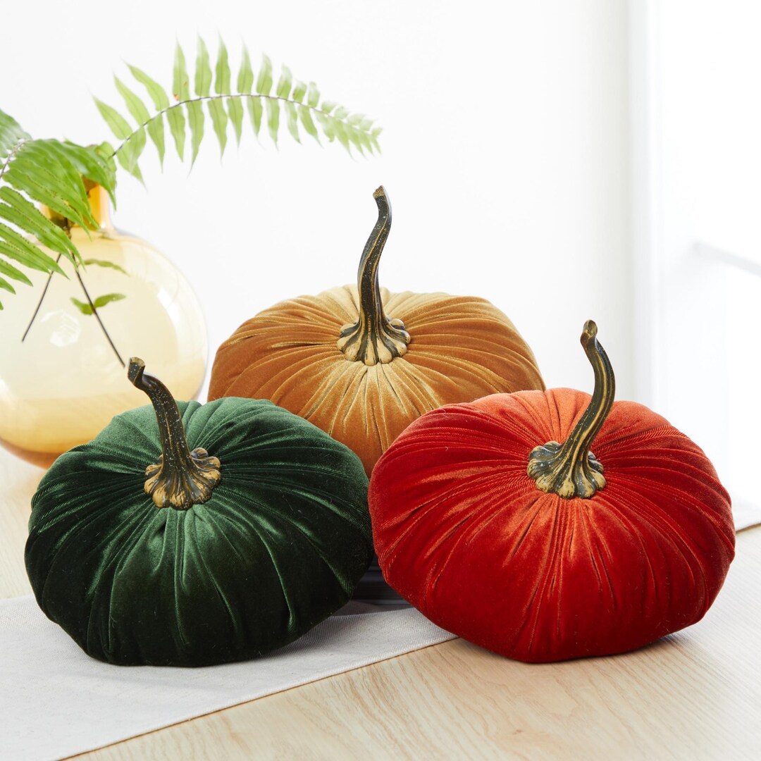 Extra Large Velvet Pumpkins Set of 3, Modern Rustic Wedding Décor ...