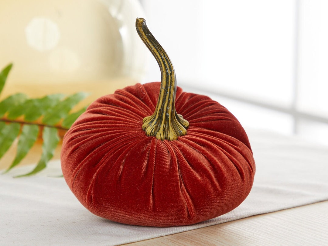 Large Velvet Pumpkin Rust, Modern Farmhouse Mantle Decor, Entryway ...