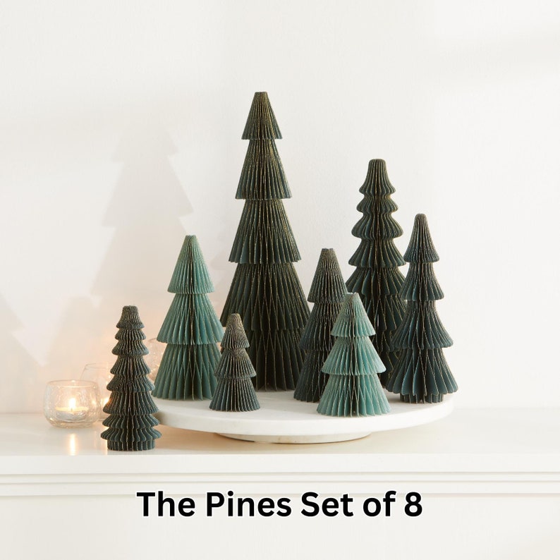 Honeycomb Paper Tree Set of 8 Pine Forest, Winter Tabletop Folding ...