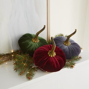 Large Velvet Pumpkins Set of 3 Home Decor Trends Fall - Etsy
