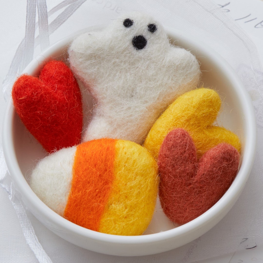 Mini Wool Halloween Set, Gift for Friend, Bowl Filler, Bookshelf Decor ...