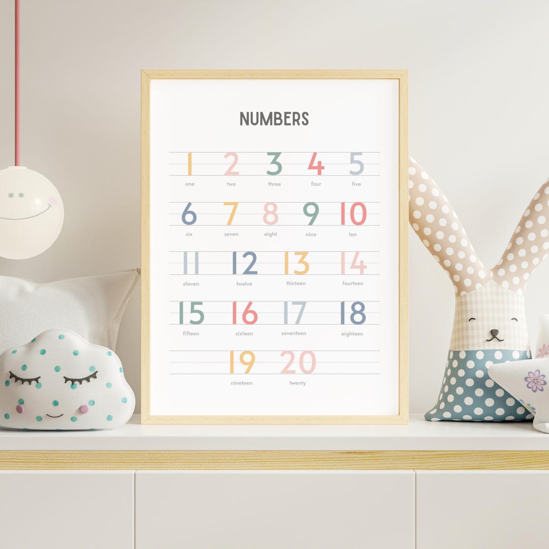 Rainbow Number Poster: Count to 20, Montessori Nursery (digital ...