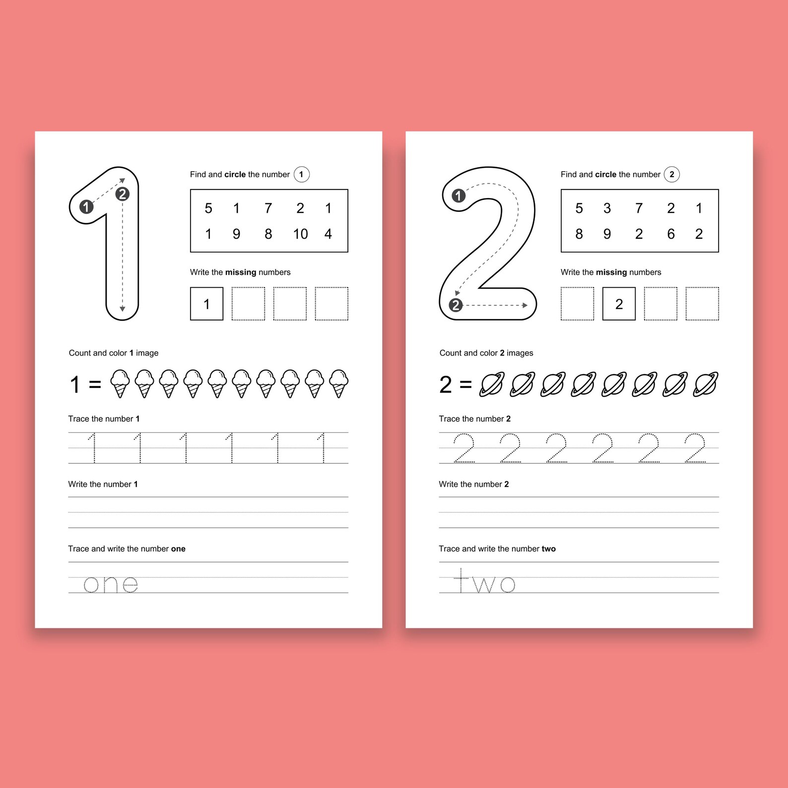 Learning Numbers 1 to 10, Number Tracing, Homeschool Preschool ...