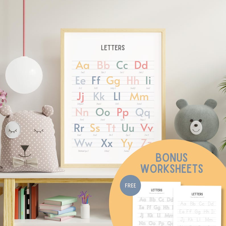 Rainbow Alphabet Poster, Classroom Educational Posters, Alphabet ...