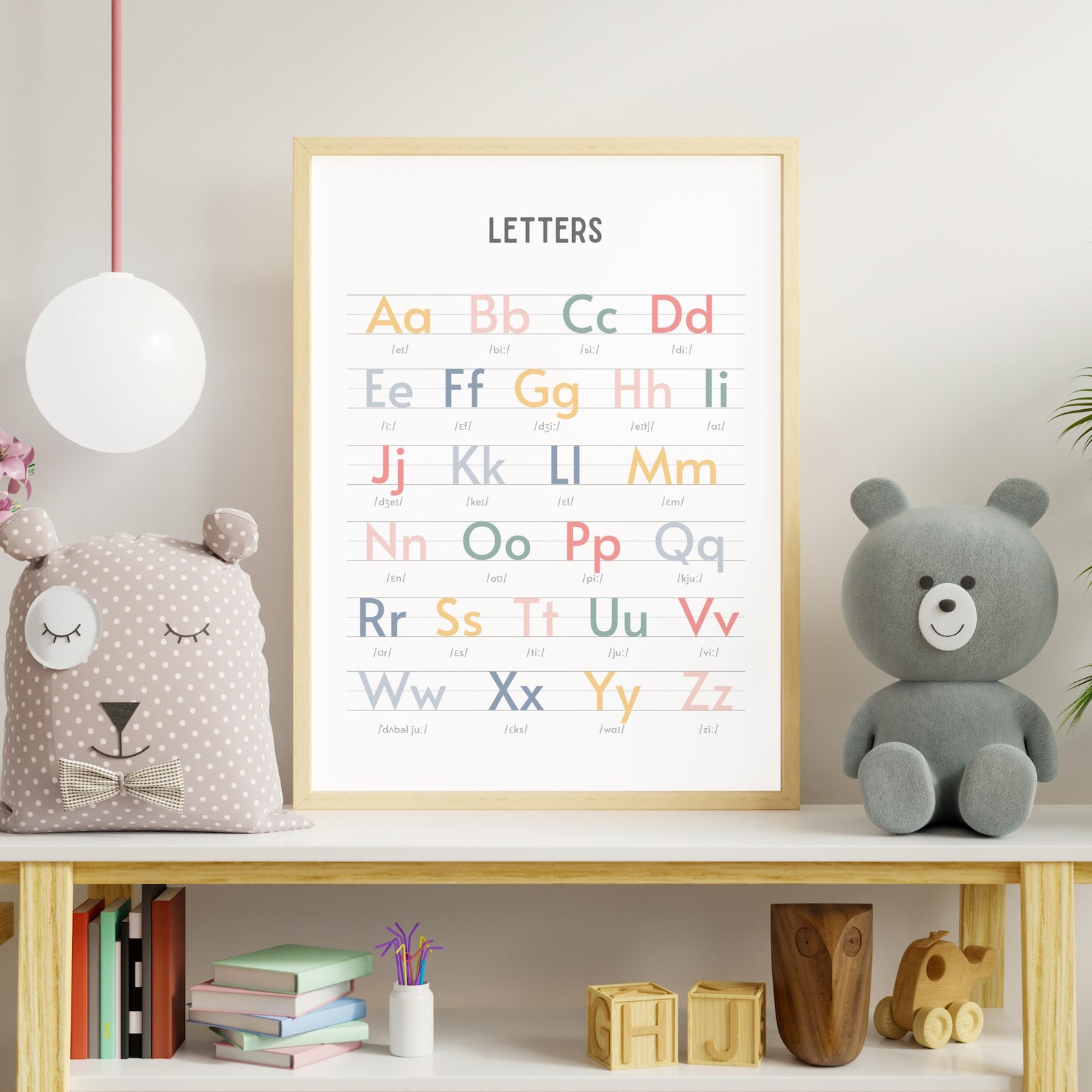 Alphabet & Numbers, Educational Posters, Neutral Classroom Wall Art ...