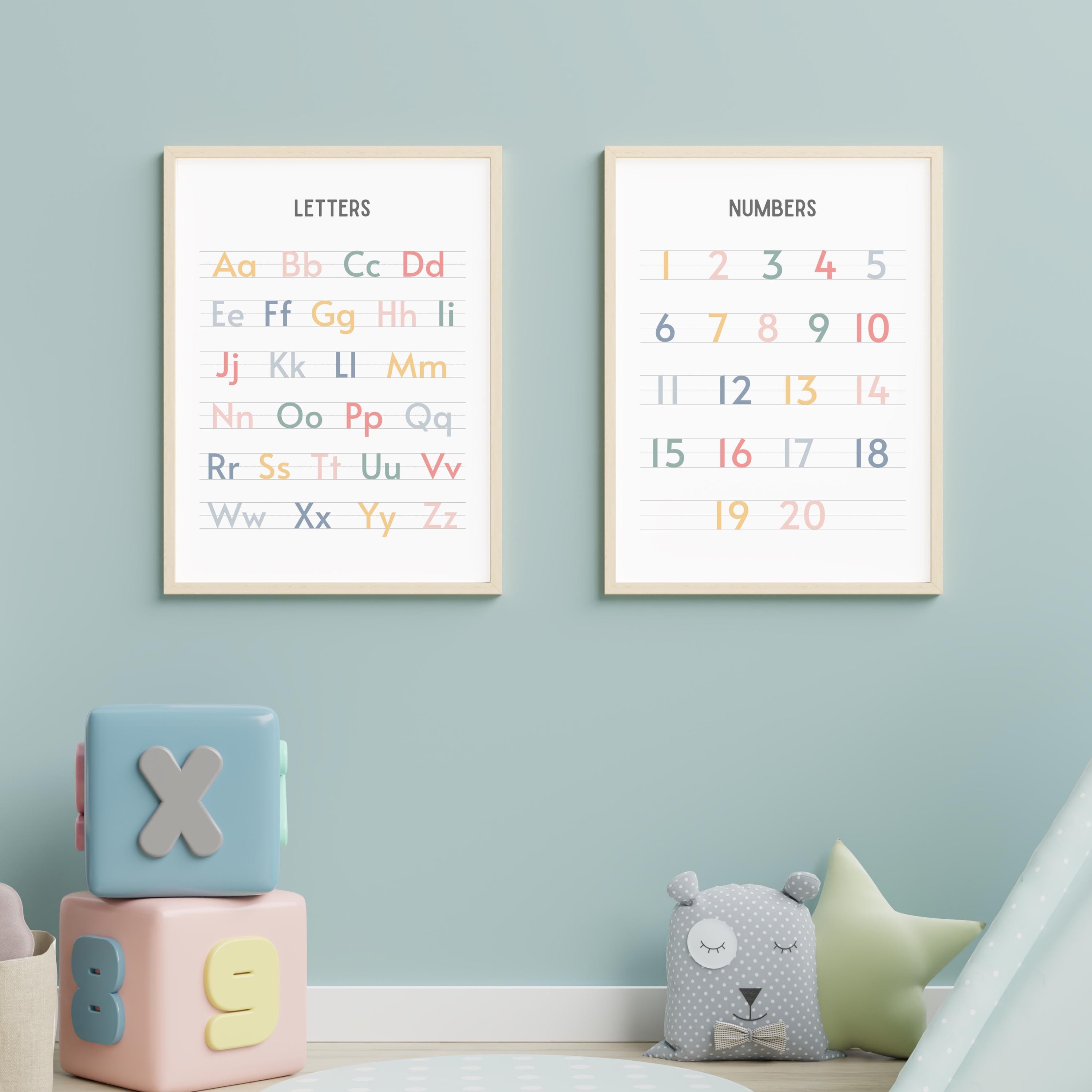 Alphabet & Numbers, Educational Posters, Neutral Classroom Wall Art ...