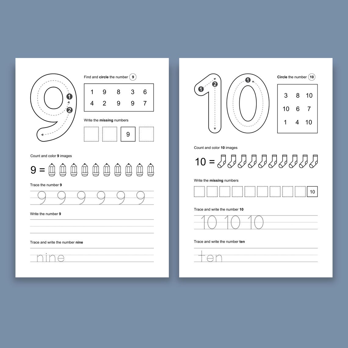 Learning Numbers 1 to 10, Number Tracing, Homeschool Preschool ...