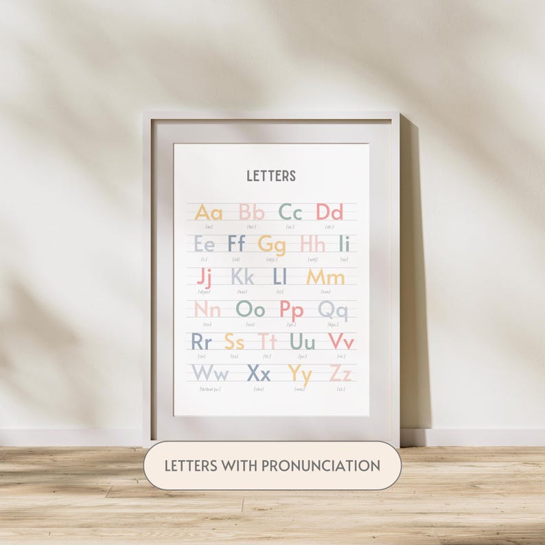 Phonetic Alphabet, Educational Poster, Homeschool Printable, Neutral ...