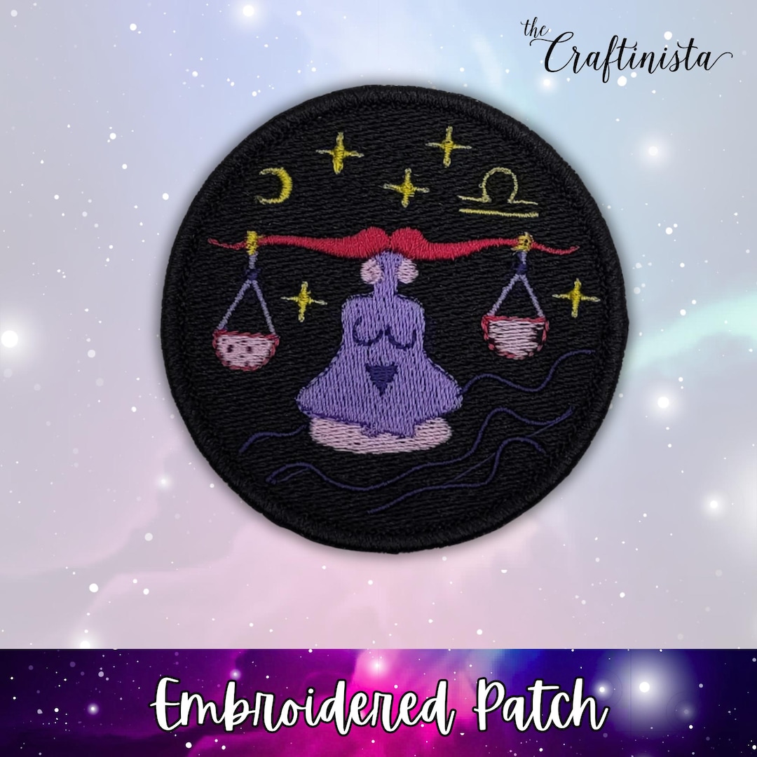 Libra Zodiac Sign Embroidered Patch, Libra Astrology Symbol Accessory, Custom Zodiac Sign ...
