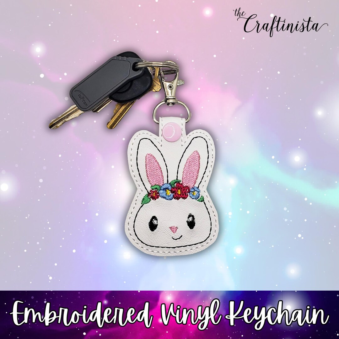 Bunny Keychain, Bunny Keyring, Floral Bunny, Floral Key Chain, Keychain ...