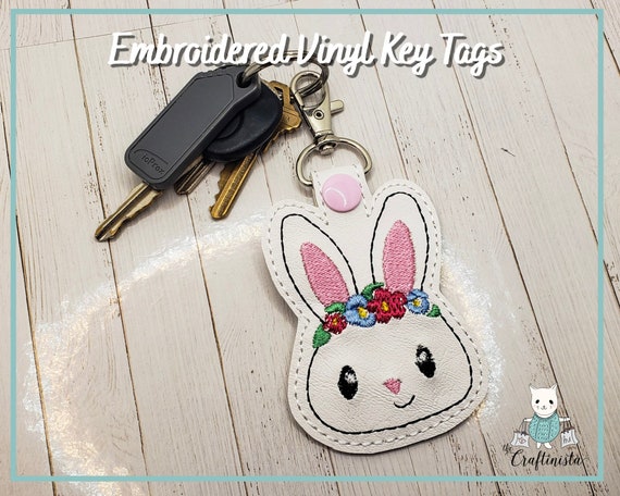 Bunny Keychain Bunny Keyring Floral Bunny Floral Key Chain | Etsy