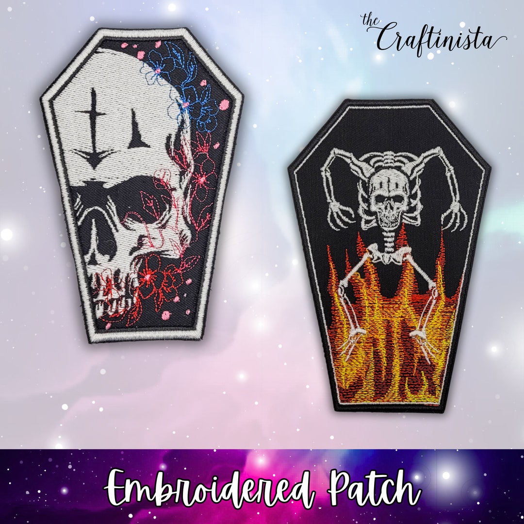 Half Skull Patch, Biker Patch, Large Patch, Jumbo Patch, Coffin Patch ...