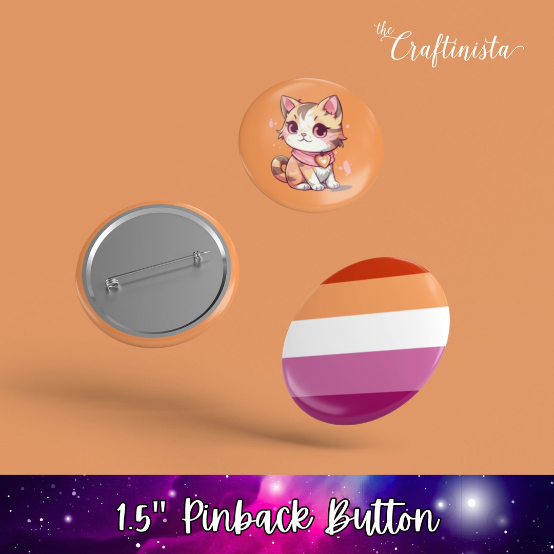 Lesbian Flag Button, Lesbian Pronoun Pin, Intersectional Button, Gender ...