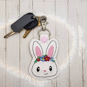 Bunny Keychain, Bunny Keyring, Floral Bunny, Floral Key Chain, Keychain ...