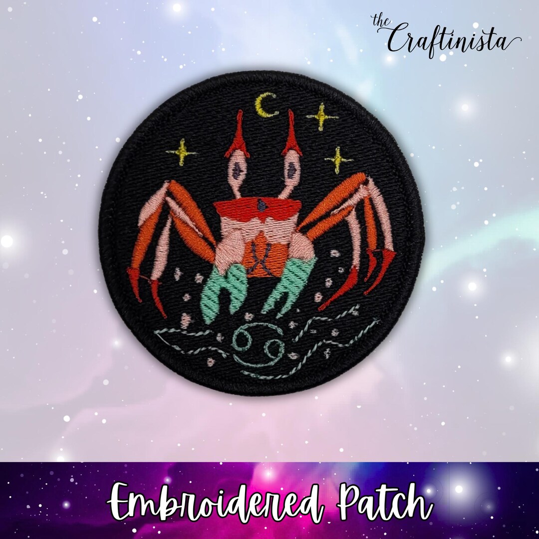 Cancer Zodiac Sign Embroidered Patch, Cancer Astrology Symbol Accessory ...
