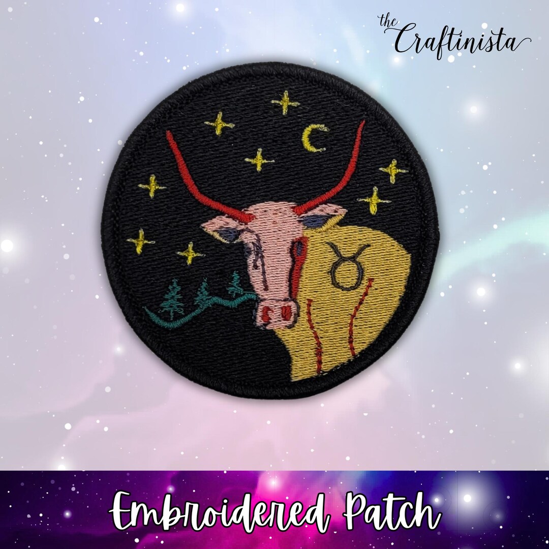 Taurus Zodiac Sign Embroidered Patch, Taurus Astrology Symbol Accessory ...