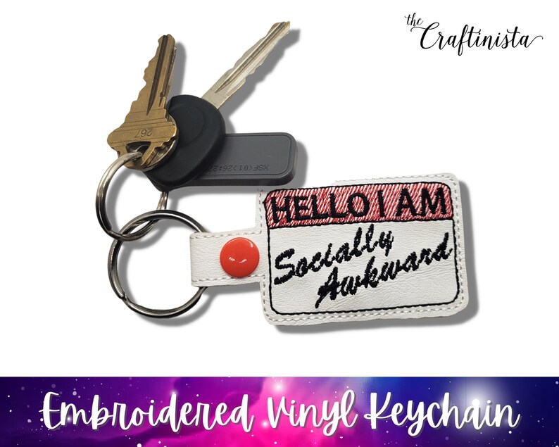 Socially Awkward Embroidered Keychain Funny Key Tag Name Tag - Etsy