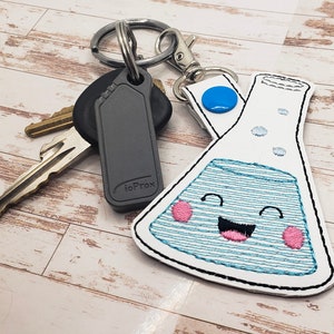 Science Beaker Embroidered Key Chain, Kawaii Science Key Tag, Cute ...