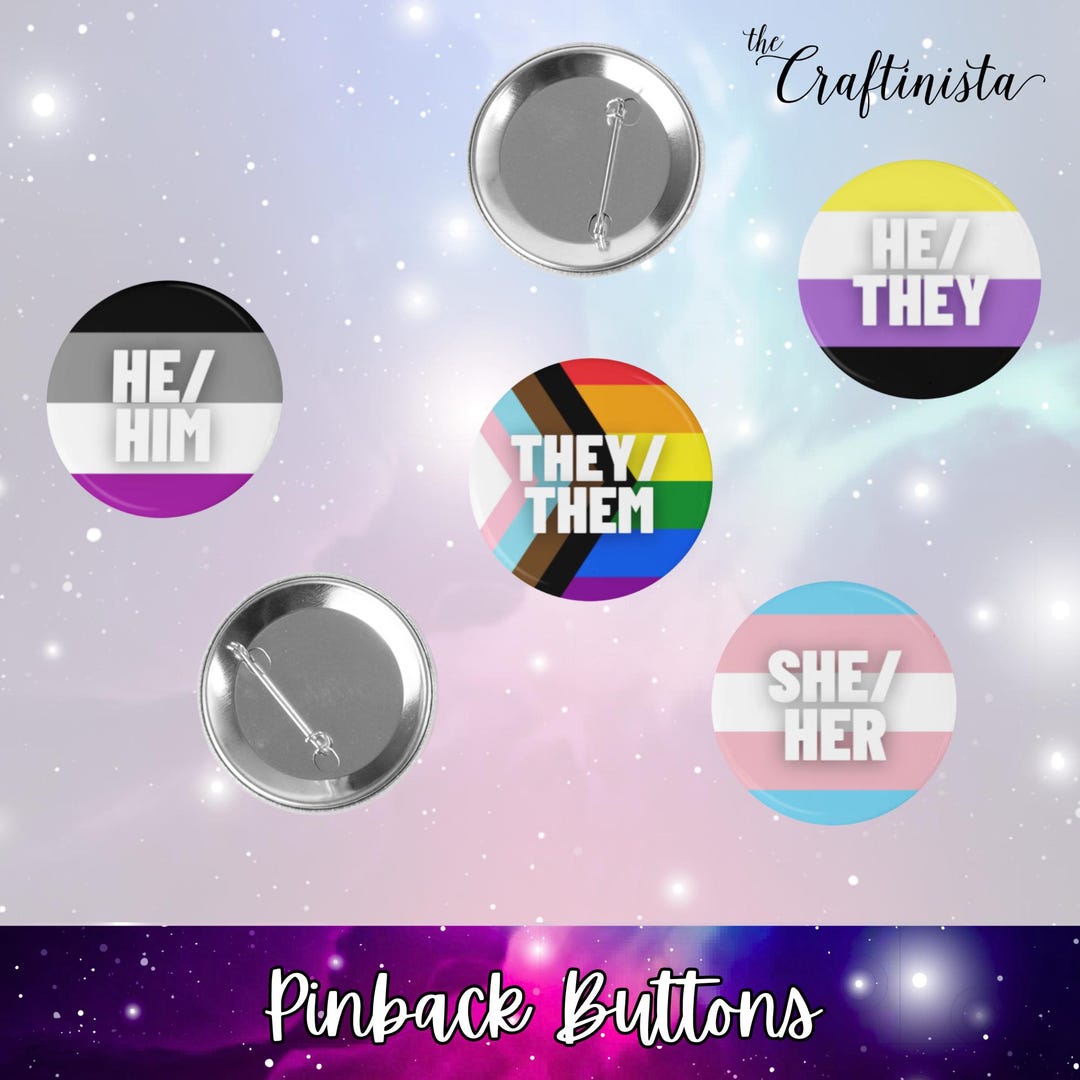 Pronoun & Gender Pride Buttons, Pronoun Pins, Gender Buttons, Pride ...