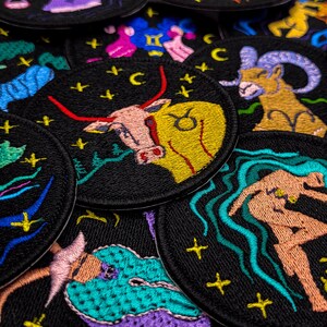 Libra Zodiac Sign Embroidered Patch, Libra Astrology Symbol Accessory, Custom Zodiac Sign ...